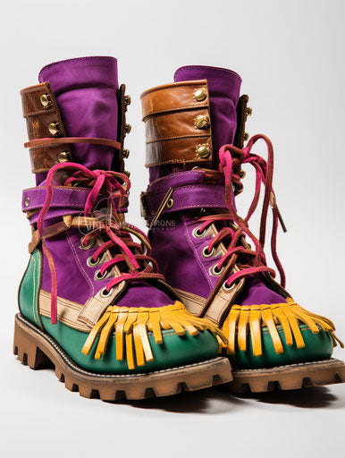 Men's boots in the style of queercore, light amber and magenta – IMAGELLA