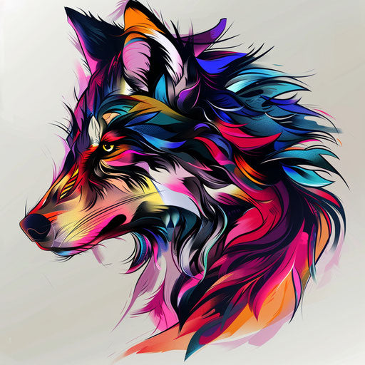 Colorful tattoo sketch of a lobo in clipart style with bold colors ...