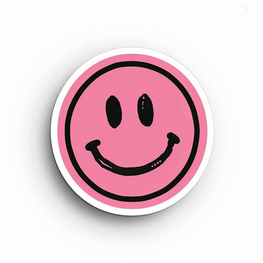Pink smiley face sticker on white background – IMAGELLA