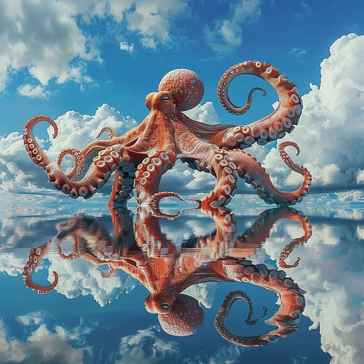 Octopus floating in the sky, tentacles entwined with clouds – IMAGELLA