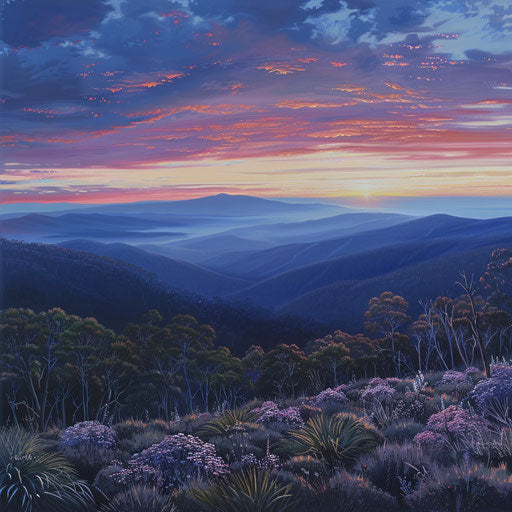 Peaceful sunrise over Mt Baw Baw, soft pastel colors – IMAGELLA