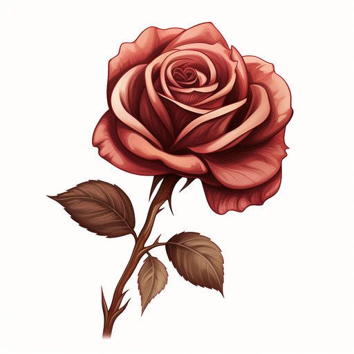 Rose illustration in the style of Chiaroscuro Art, on white background ...