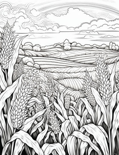 Corn field coloring in black and white – IMAGELLA