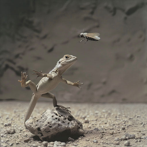Lizard catching insect mid-air in the style of Tim Flach – IMAGELLA
