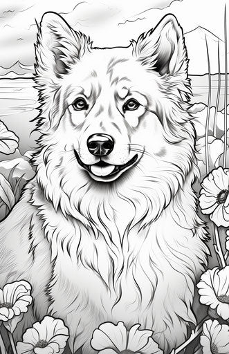 Dog coloring pages for kids, in the style of Valentine Hugo – IMAGELLA