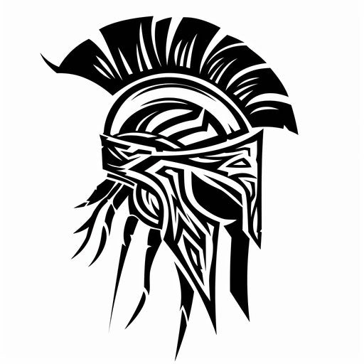 Tribal Spartan helmet on pure white background – IMAGELLA