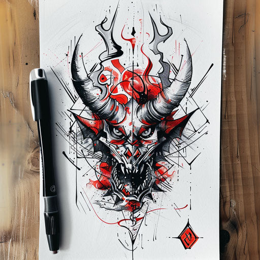 Modern hell with abstract, geometric fire and brimstone patterns – IMAGELLA
