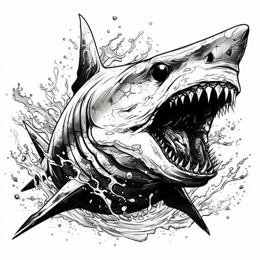 Cartoon shark lurker, vector graphic designs, Heinrich Kley style ...