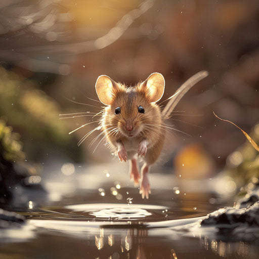 Mouse leaping over a tiny stream – IMAGELLA