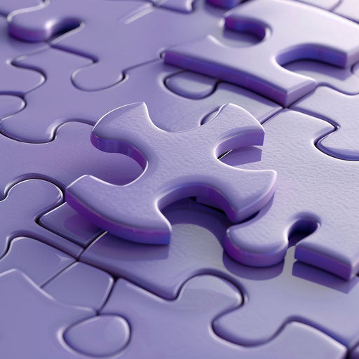 Realistic puzzle with subtle blur on flat indigo background – IMAGELLA