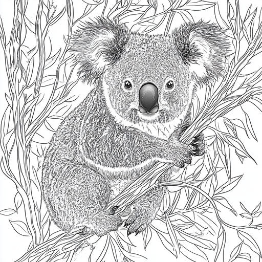 A realistic koala with detailed fur texture, in the style of Stephen ...