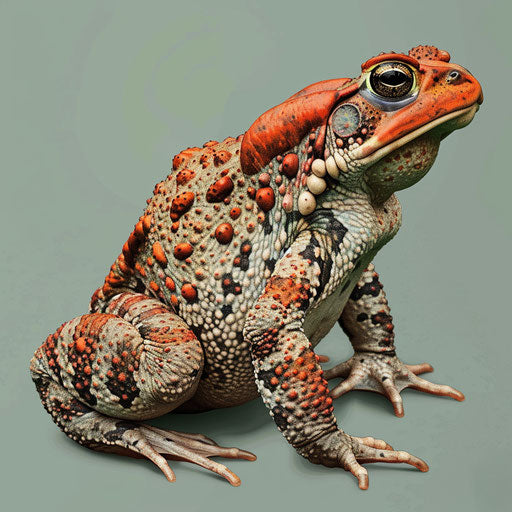 Toad illustration in photo realistic style with a flat random color ...