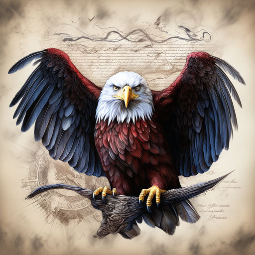 American eagle with cursive letter wings tattoo poster – IMAGELLA