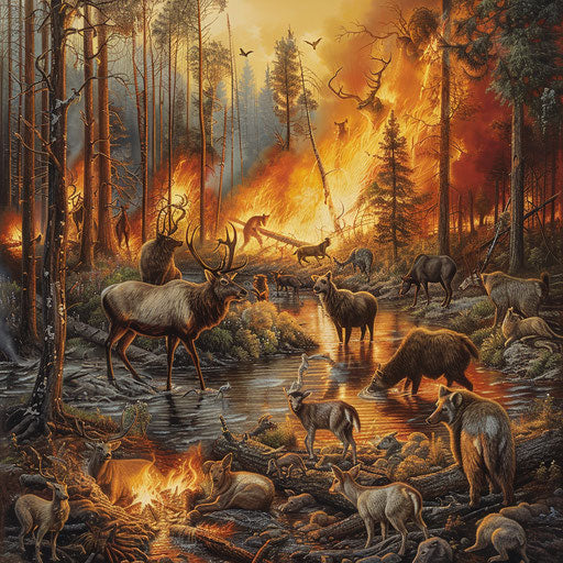Animals struggling at the edge of a forest fire – IMAGELLA