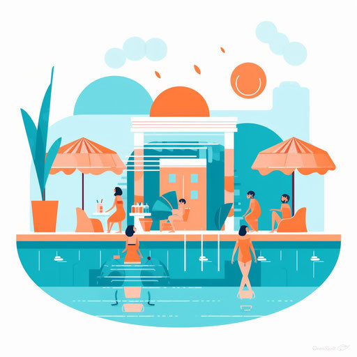 Pool party art in Minimalist style, on white background – IMAGELLA