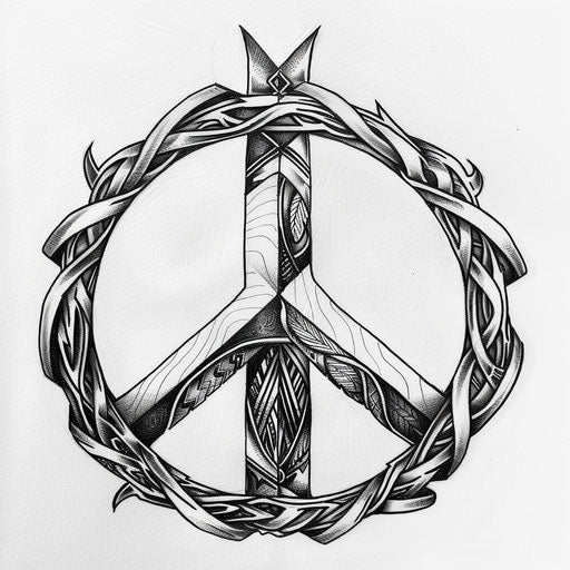 Traditional peace tattoo sketch with detailed peace sign and tribal ...