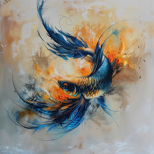 Magical transformation of a fish into a bird, symbolizing freedom and ...
