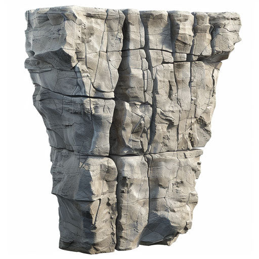 Realistic cliff illustration on flat white background, detailed ...