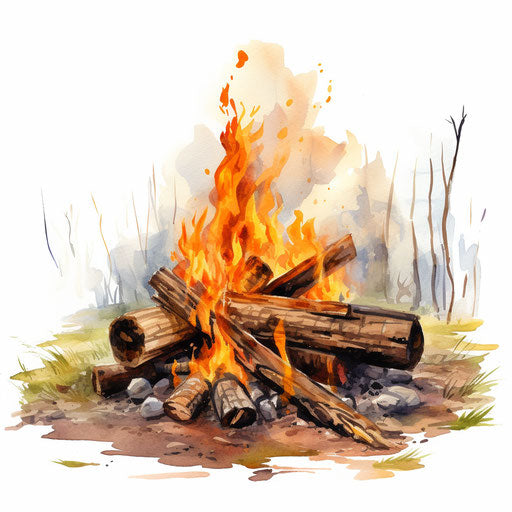 Bonfire painting clipart on white background – IMAGELLA