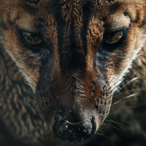 Close-up portrait of a thylacine's face with intricate fur – IMAGELLA