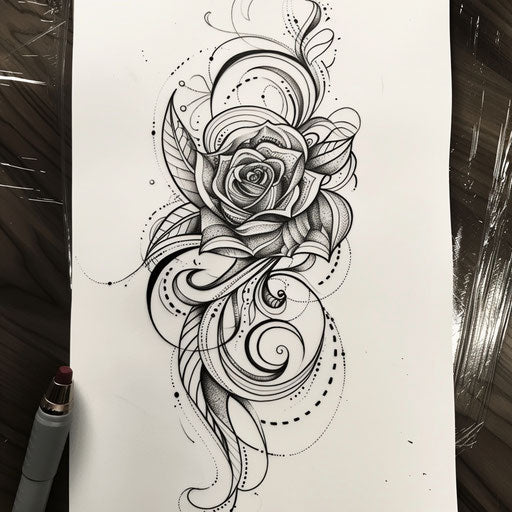 Gypsy rose in flat tattoo with dynamic lines and elegant curves – IMAGELLA