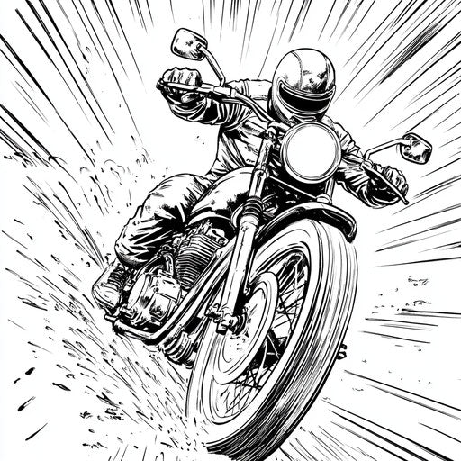 Dynamic comic book motorcycle in action, Mike Zeck style – IMAGELLA