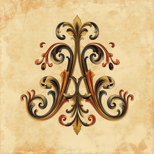 Vintage painting logo with ornate fonts on light brown background ...