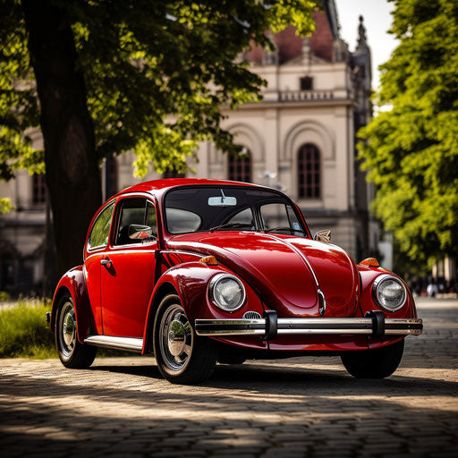 Classic VW Beetle Car Bright Cherry Red – IMAGELLA