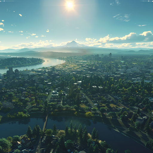 Realistic aerial view of Portland, Oregon – IMAGELLA