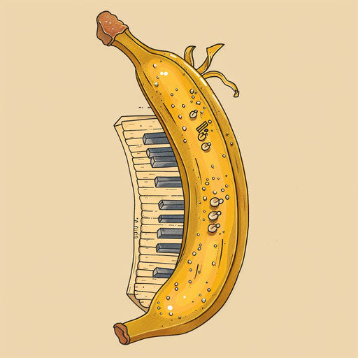 Artistic flat tattoo sketch of a banana transformed into a whimsical ...