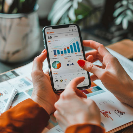 Financial portrait of a person using an app on a smartphone – IMAGELLA