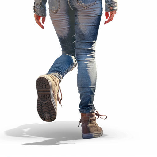 Illustration of walking in a photo realistic style on flat white ...