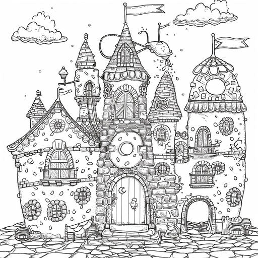 Whimsical donut castle with donut-themed architecture – IMAGELLA
