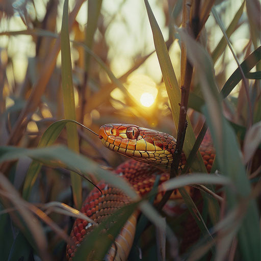 Corn snake in tall grasses at sunset, inspired by Tim Flach – IMAGELLA