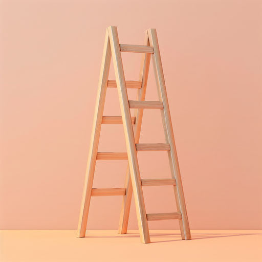 Realistic ladder on flat pastel peach background – IMAGELLA