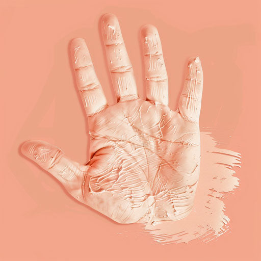 Realistic handprint clipart on flat pastel peach background – IMAGELLA