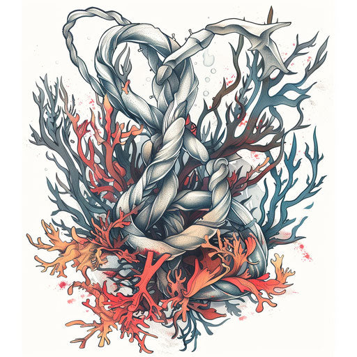 Sailing knot interwined with seaweed and coral – IMAGELLA