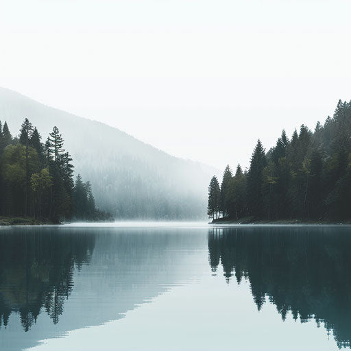 Realistic lake clipart on flat white background, minimalist – IMAGELLA