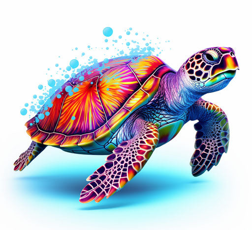 Colorful sea turtle drawing on white background, nature-based patterns ...