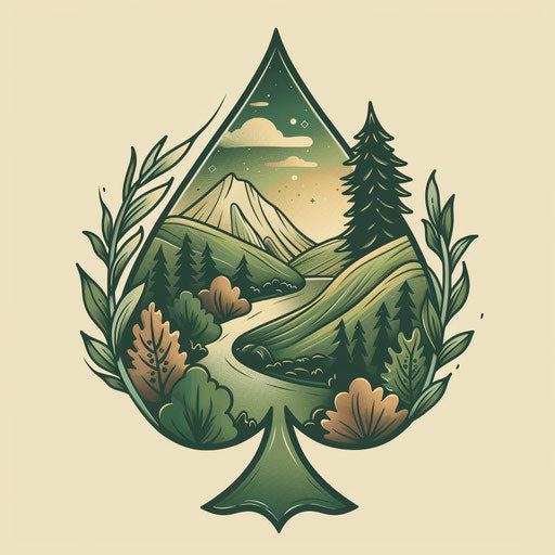 Nature-inspired spade tattoo sketch with lush foliage – IMAGELLA