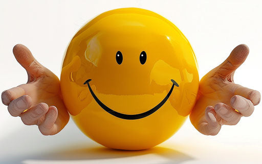 Smiling yellow smiley face with open hands clip art white background ...