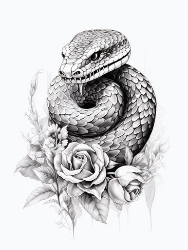 Black venom snake, ancient motifs in pointillism – IMAGELLA