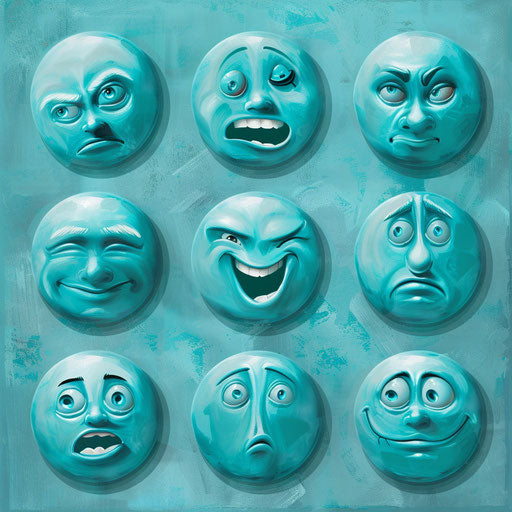 Realistic emotions clipart with flat teal background – IMAGELLA