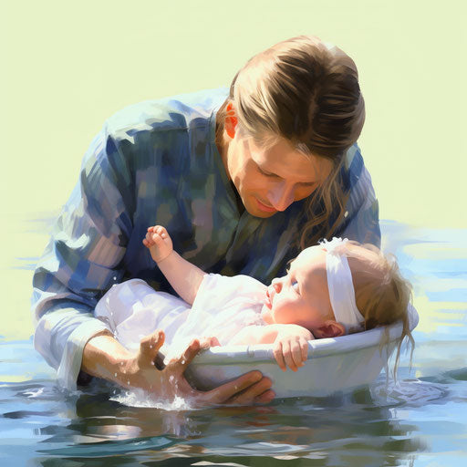 Baptism illustration in the style of Oil painting, on white background ...