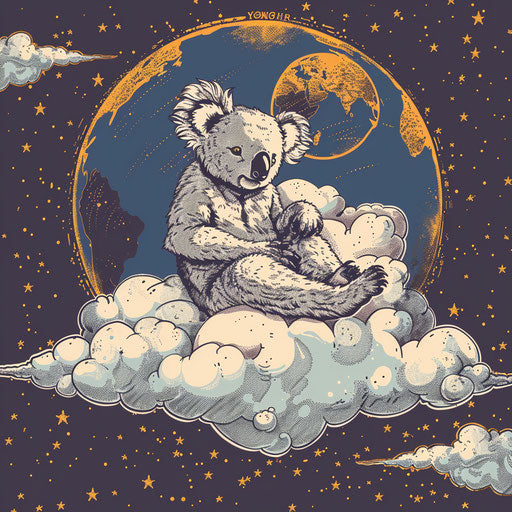 Koala floating on a cloud above the Earth – IMAGELLA