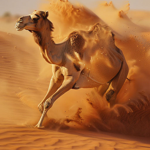 A camel's steady gait in the desert sand – IMAGELLA