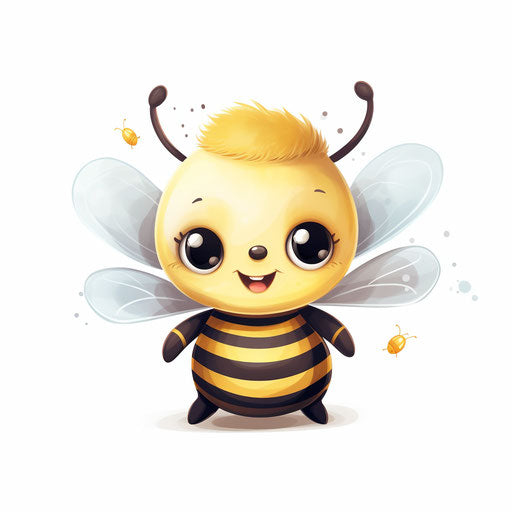 Adorable bee illustration in the style of Pastel Colors Art, on white ...