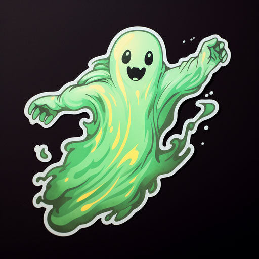 Ghost sticker in luminous green and gray colors – IMAGELLA