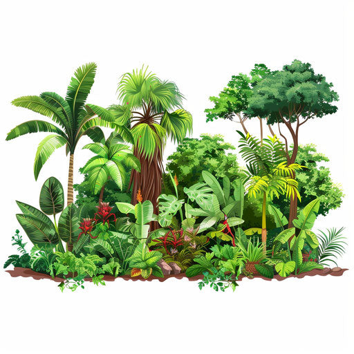 Tropical Forest Clipart in Photo Realistic Style on Flat White ...
