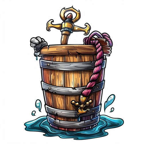 Sailor's barrel of rum tattoo in colorful cartoon style – IMAGELLA